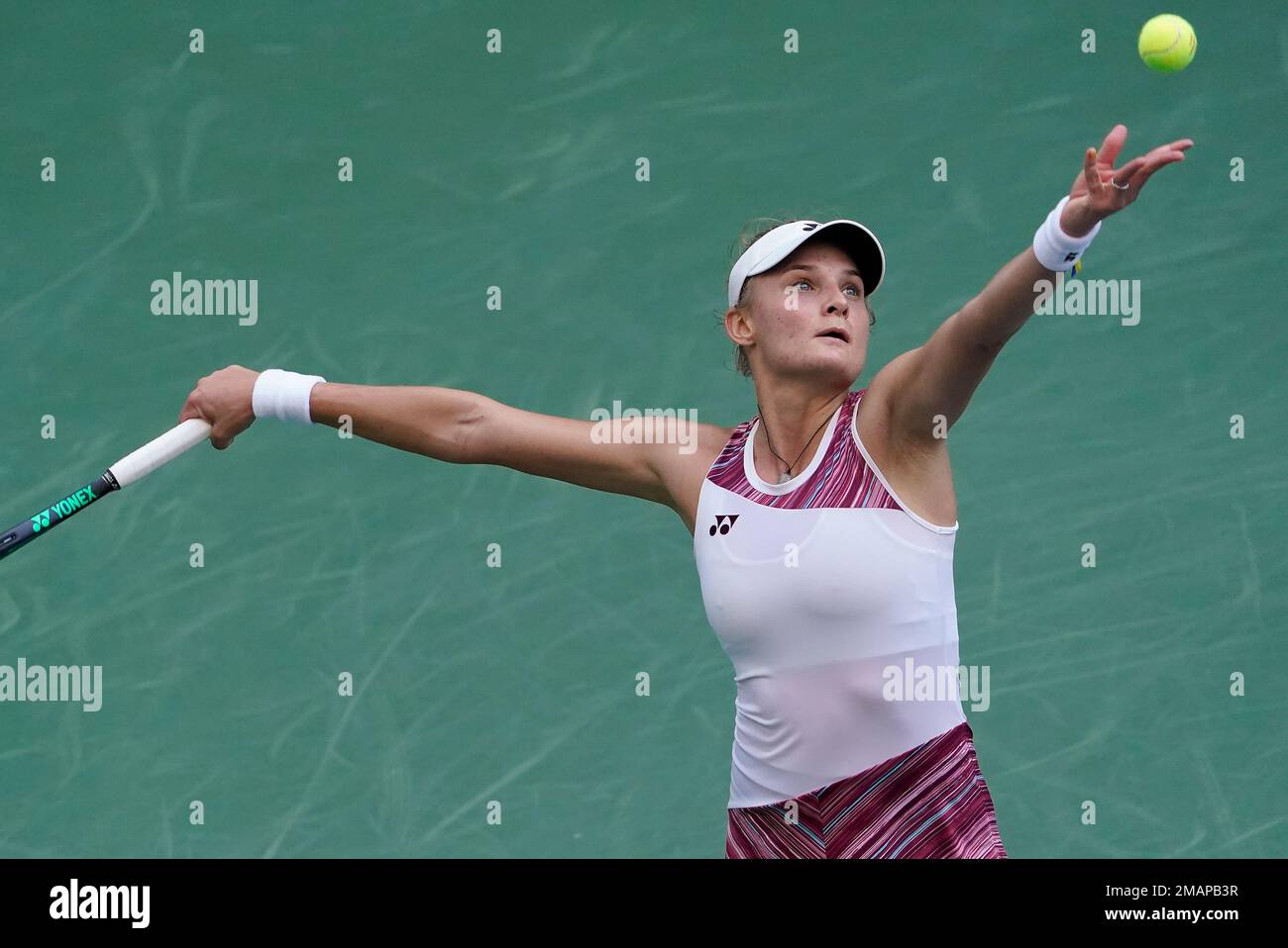 Dayana Yastremska, of Ukraine, serves to Madison Keys, of the United ...
