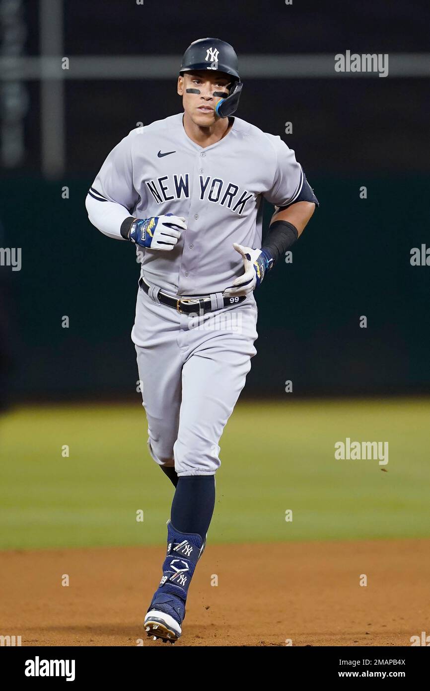 New York Yankees' Aaron Judge after hitting a home run against the ...