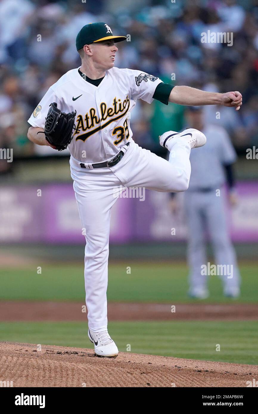 Oakland Athletics' JP Sears during a baseball game against the New York ...