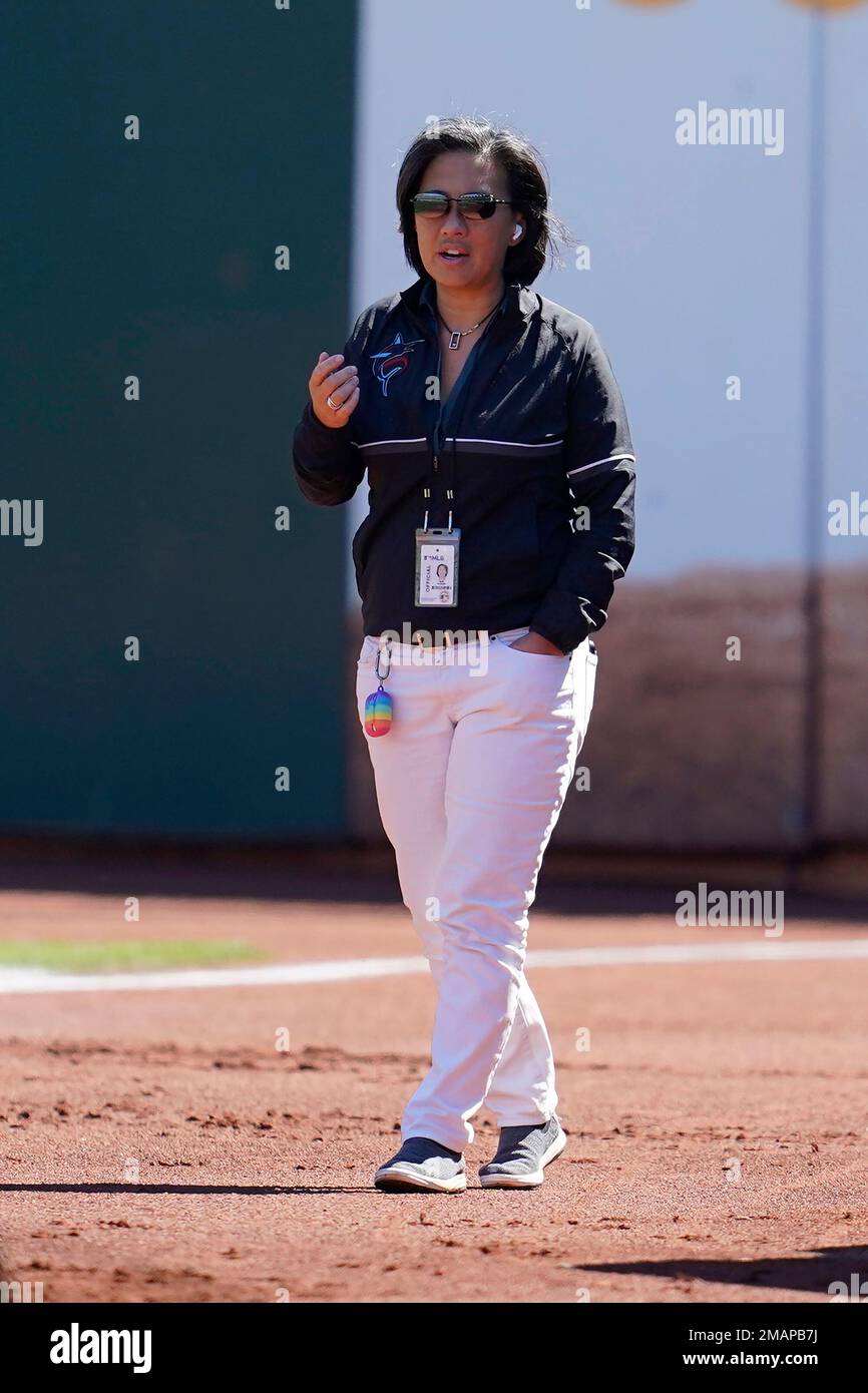 Miami Marlins general manager Kim Ng before a baseball game between the ...