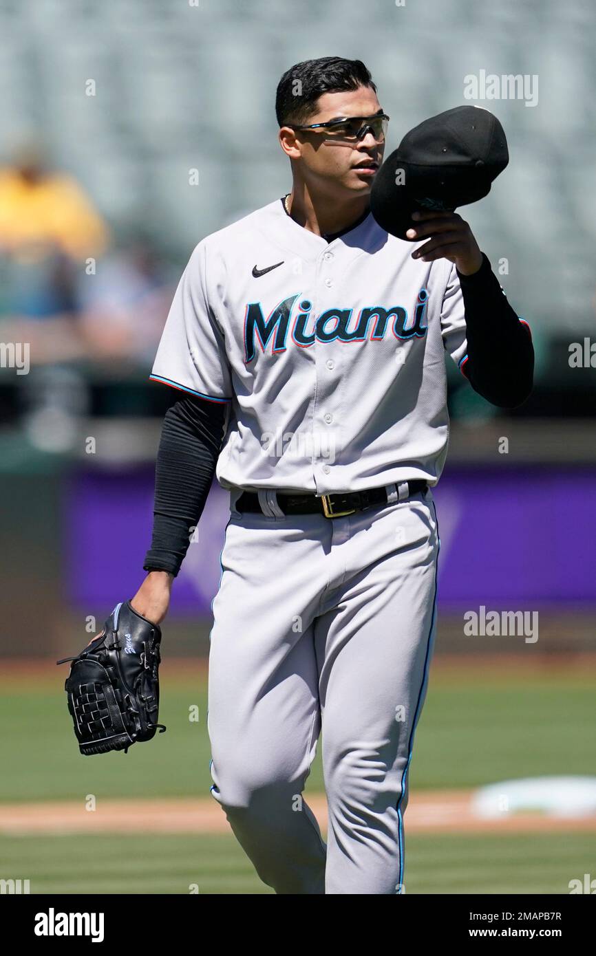 Miami Marlins' Jesus Luzardo during a baseball game against the Oakland ...