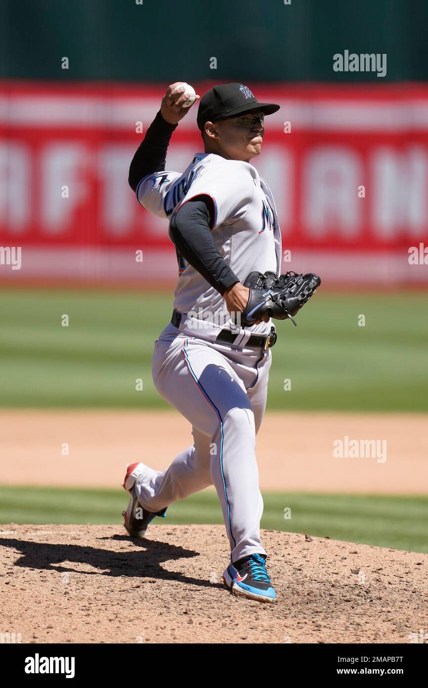 Miami Marlins' Jesus Luzardo during a baseball game against the Oakland ...