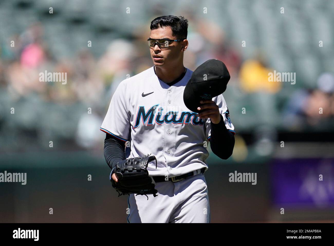 Miami Marlins' Jesus Luzardo during a baseball game against the Oakland ...
