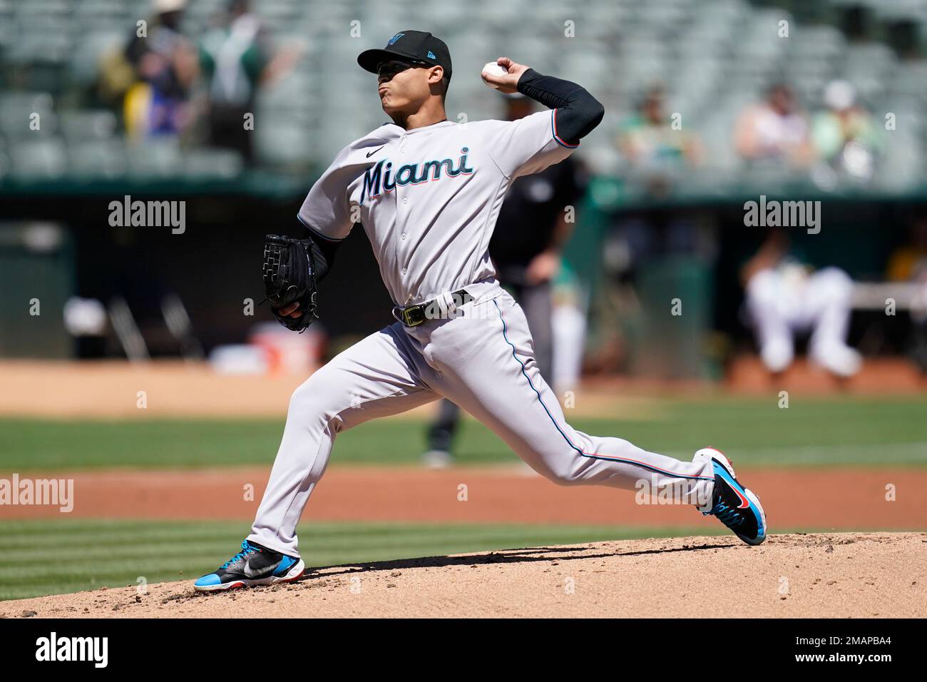 Miami Marlins' Jesus Luzardo during a baseball game against the Oakland ...