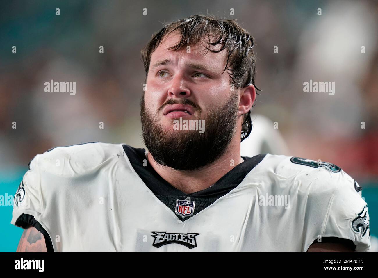 Philadelphia Eagles center Cam Jurgens stands on the sideline during ...
