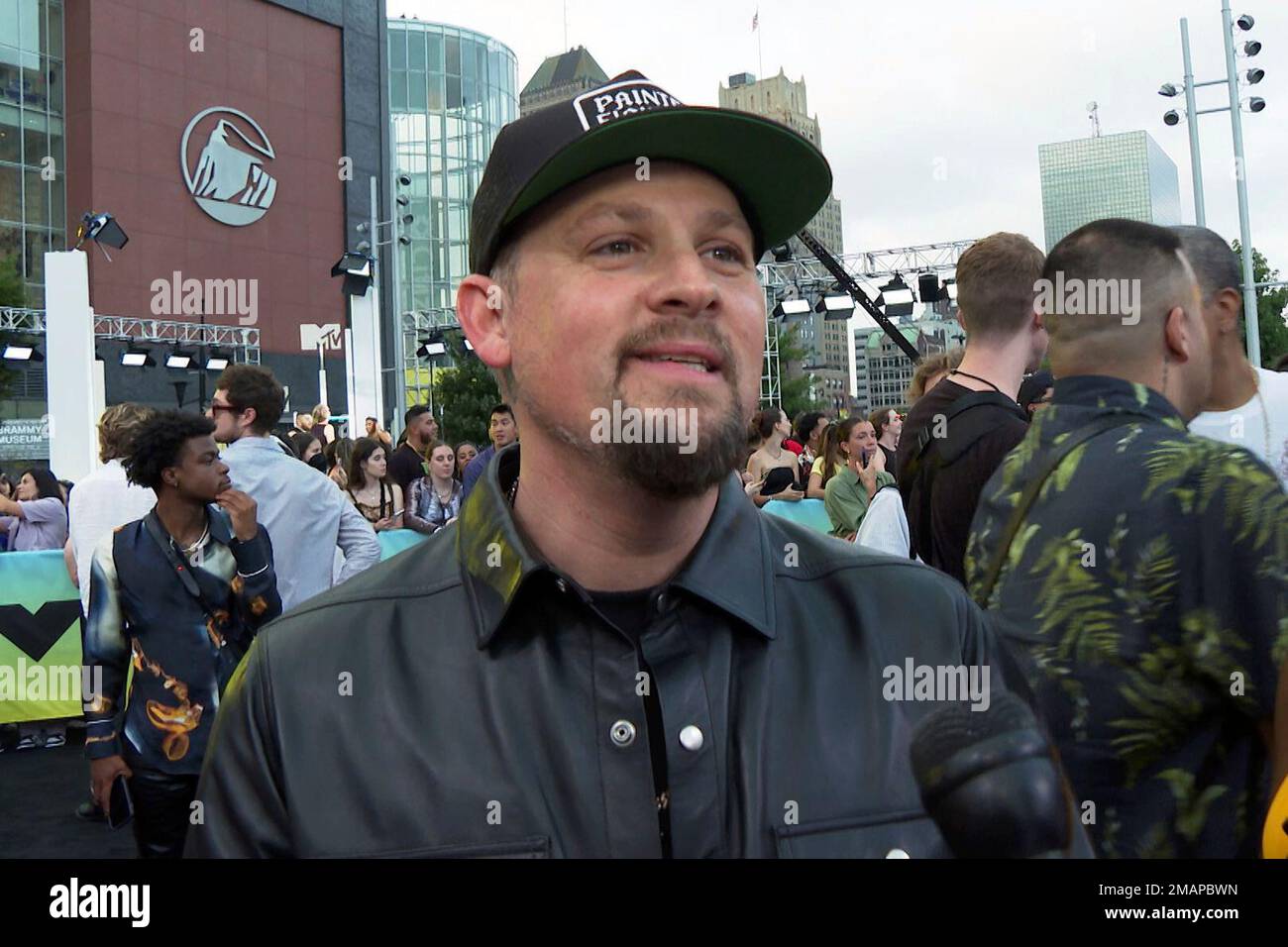 Good Charlotte singer Joel Madden speaks with the media at the 2022 MTV ...