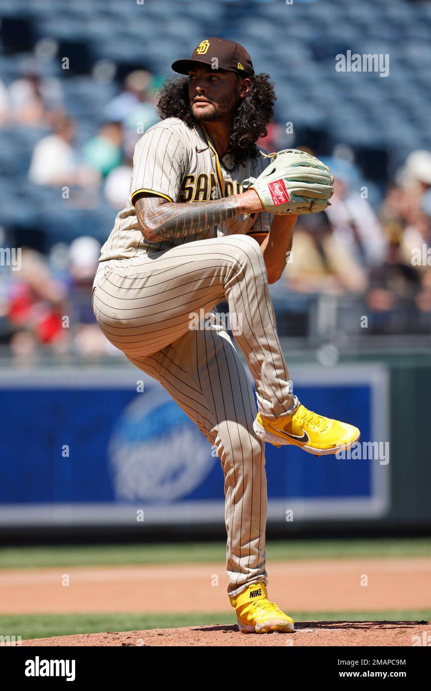 San Diego Padres starting pitcher Sean Manaea delivers to a Kansas City ...