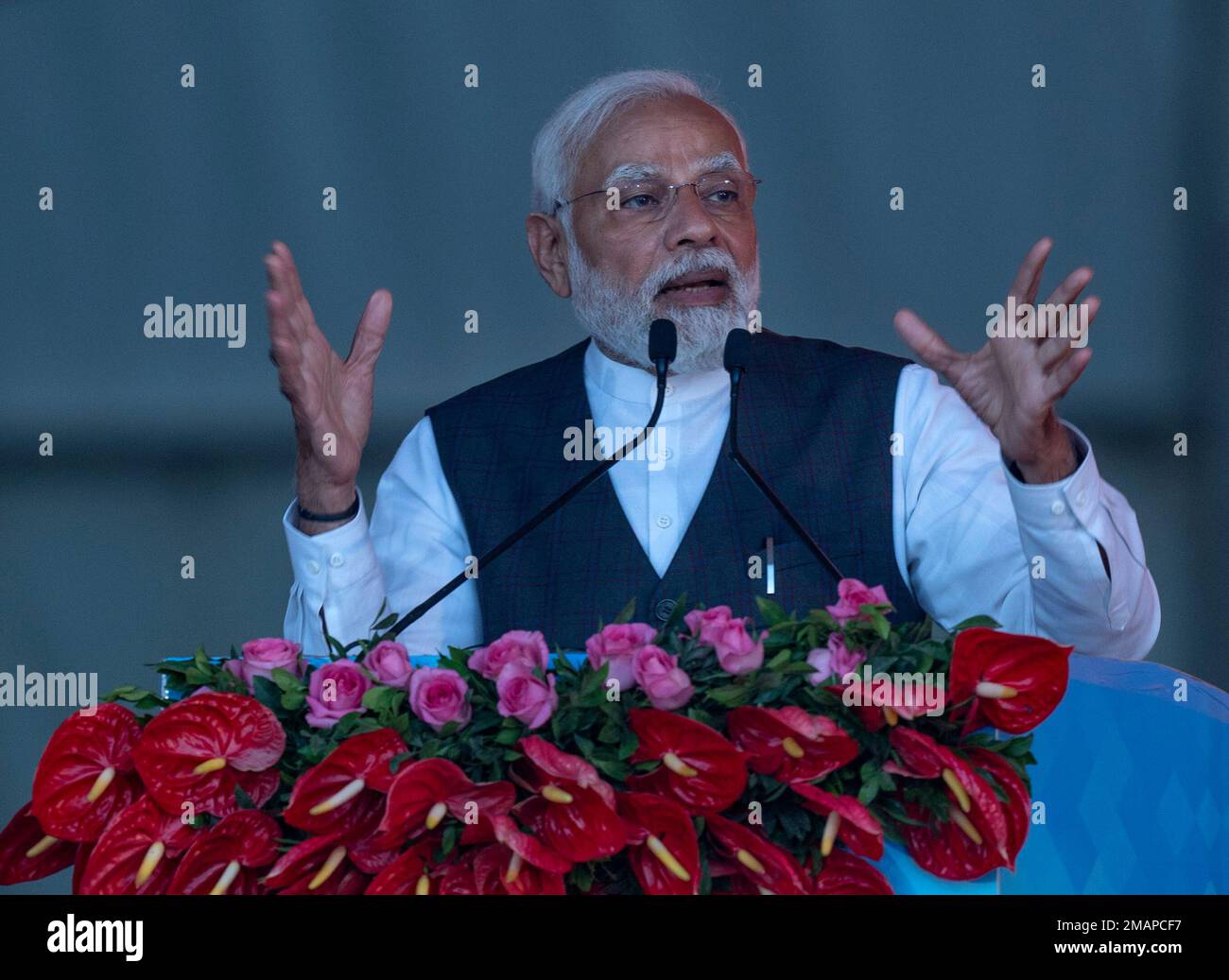 MUMBAI, INDIA - JANUARY 19: Prime Minister Narendra Modi along with ...