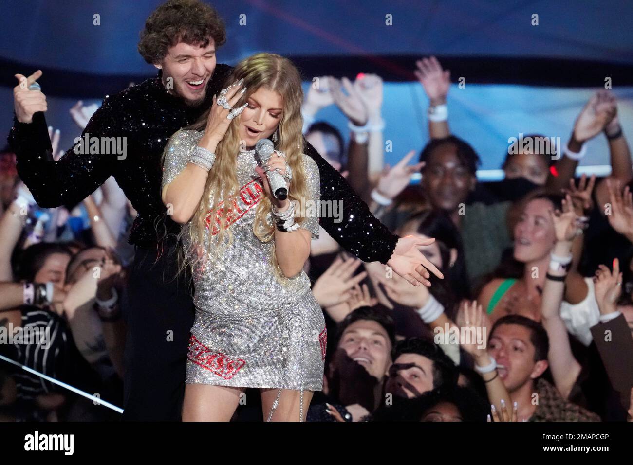 Fergie, right, and Jack Harlow perform "First Class" at the MTV Video ...