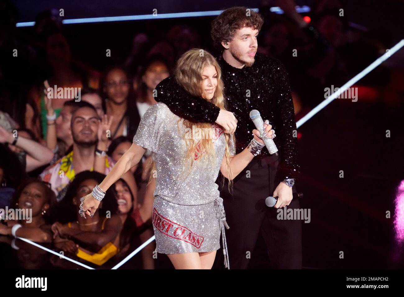 Fergie, left, and Jack Harlow perform "First Class" at the MTV Video ...