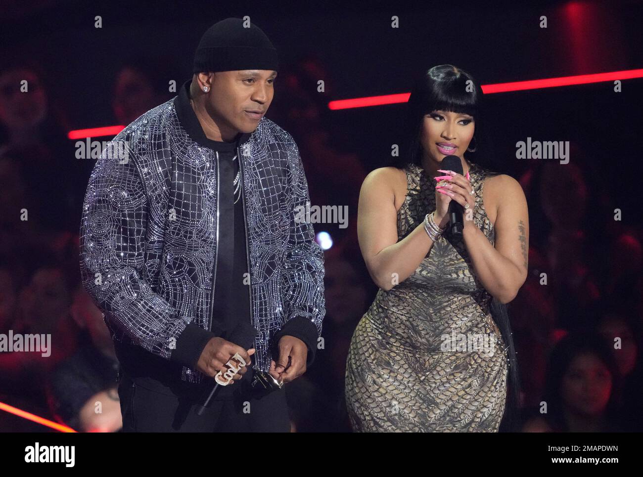 LL Cool J, left, and Nicki Minaj present the award for video of the ...