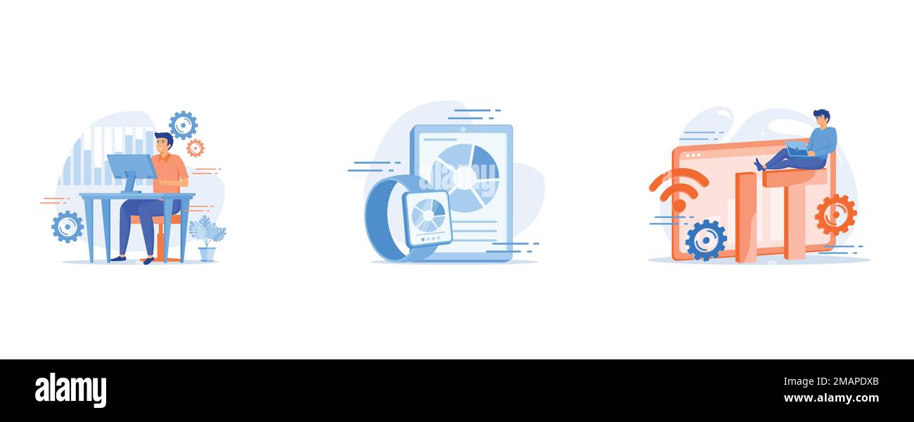 Technical support, Modern phone and watch with touchscreen, Appliances ...