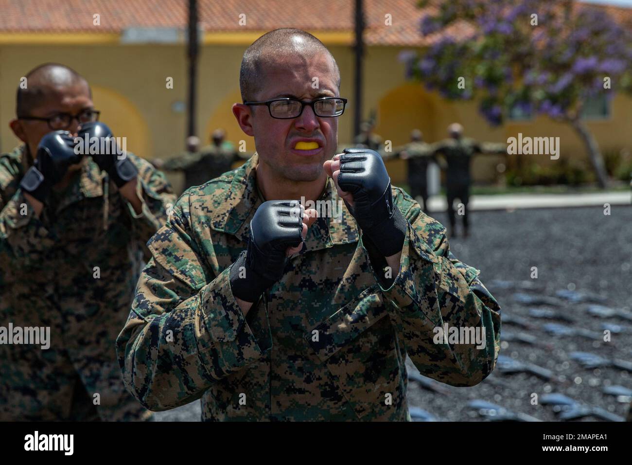 U.S. Marine Corps Recruit Philip Weiss, a recruit with India Company, 3rd Recruit Training ...