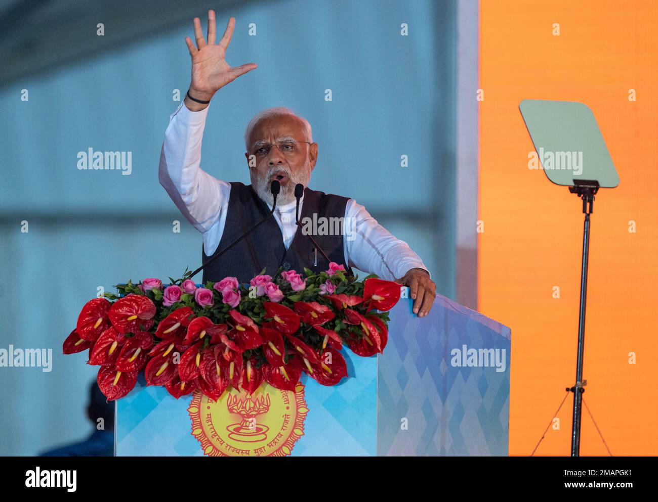 MUMBAI, INDIA - JANUARY 19: Prime Minister Narendra Modi along with ...