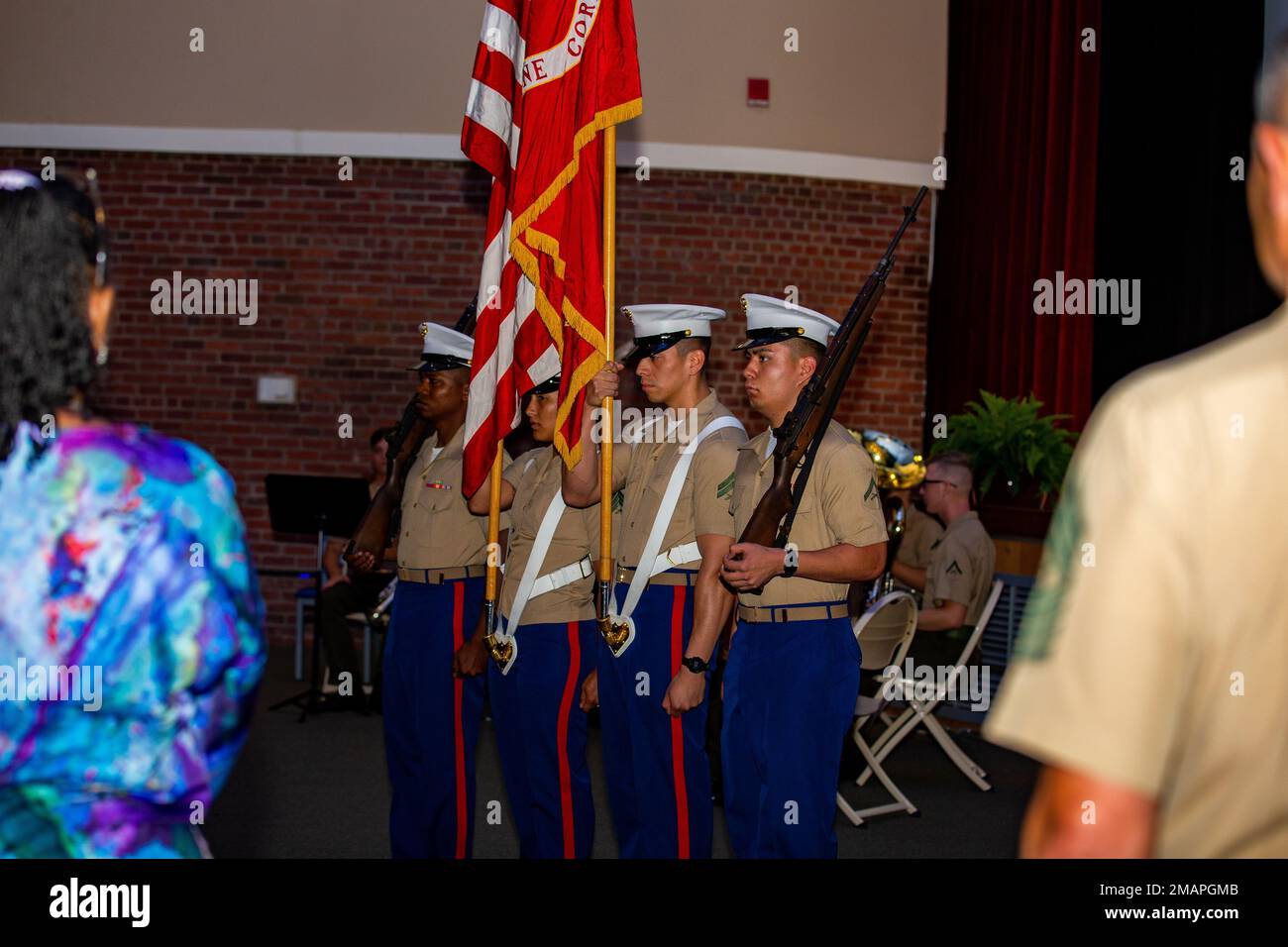 Marine Corps Air Station (MCAS) Cherry Point Color Guard prepares to ...