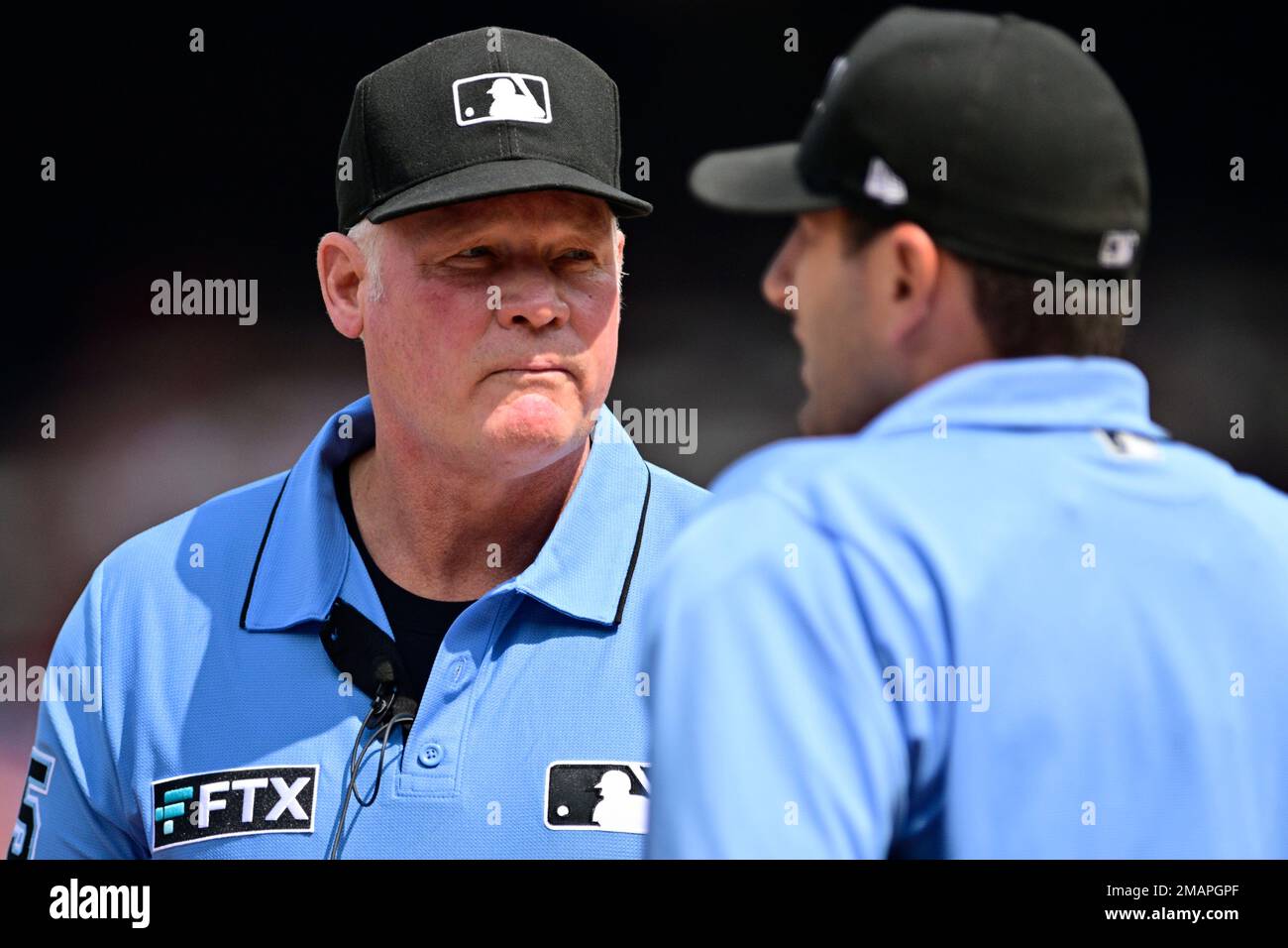 Umpire Ted Barrett in action during a baseball game between the ...