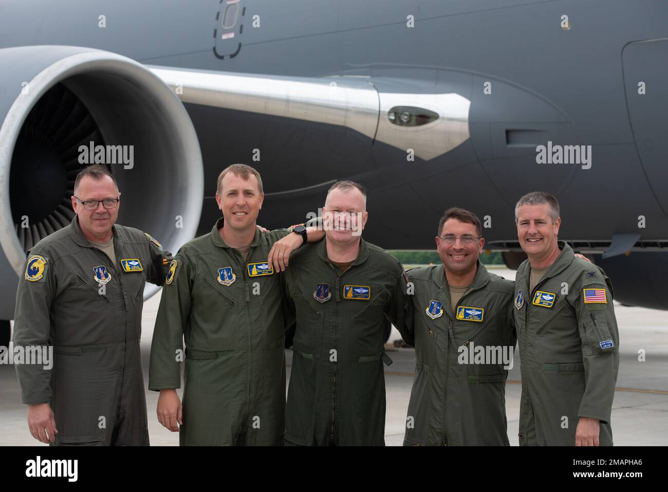 The commander of the 157th Air Refueling Wing, Col. John Pogorek, poses ...
