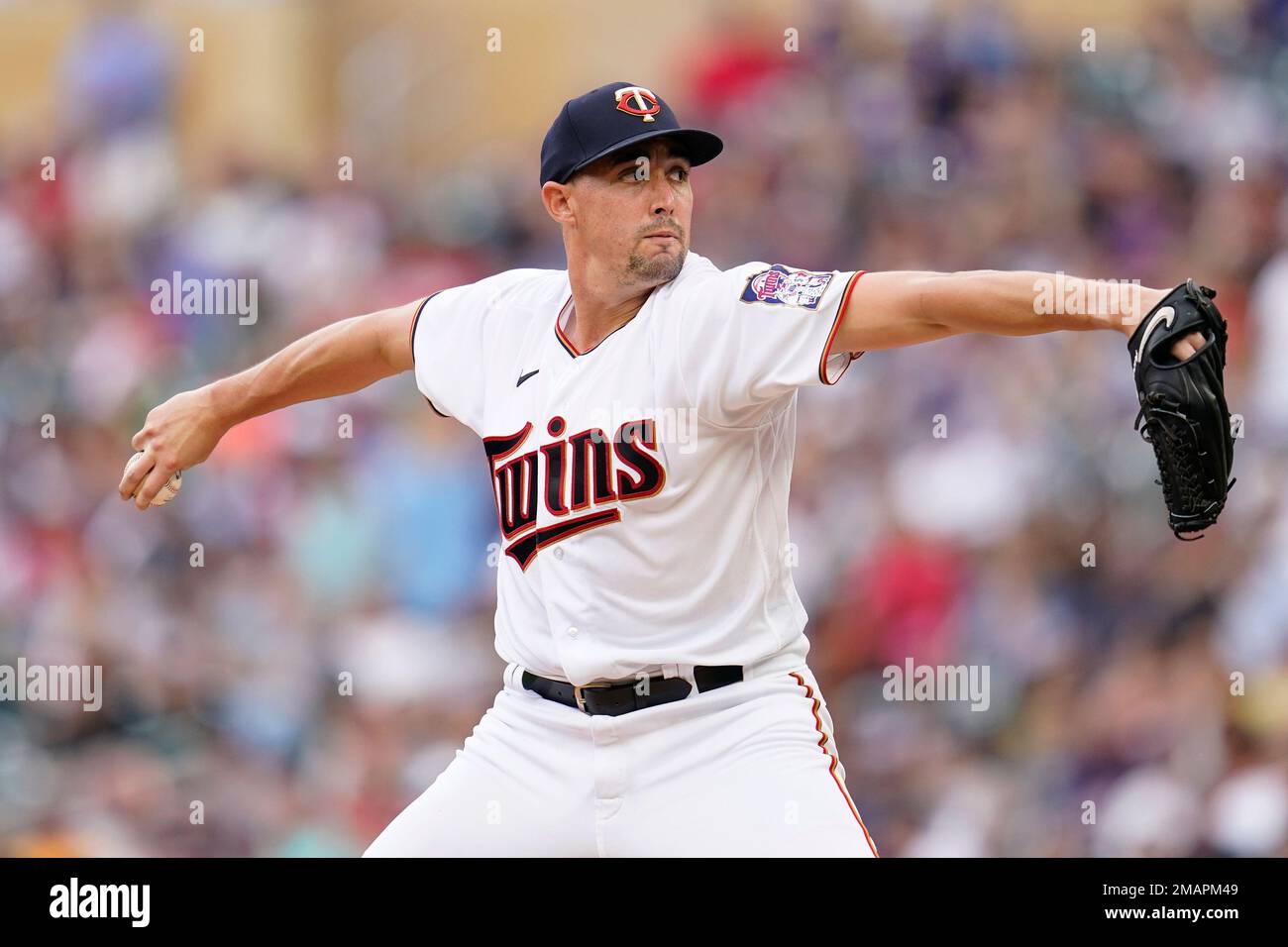 Minnesota Twins starting pitcher Aaron Sanchez delivers against the San ...