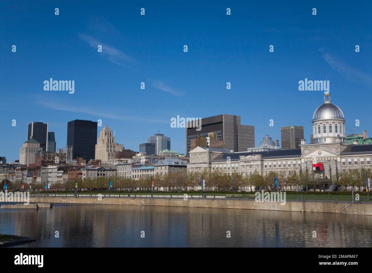 Bonsecours basin and Old Montreal skyline in spring, Quebec, Canada ...