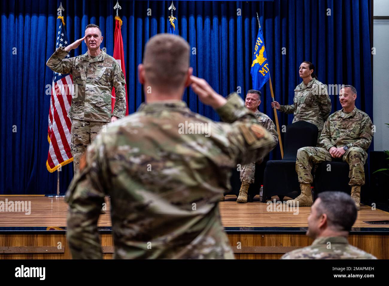 Col. Bradley Weast, outgoing 39th Medical Group commander, renders his ...