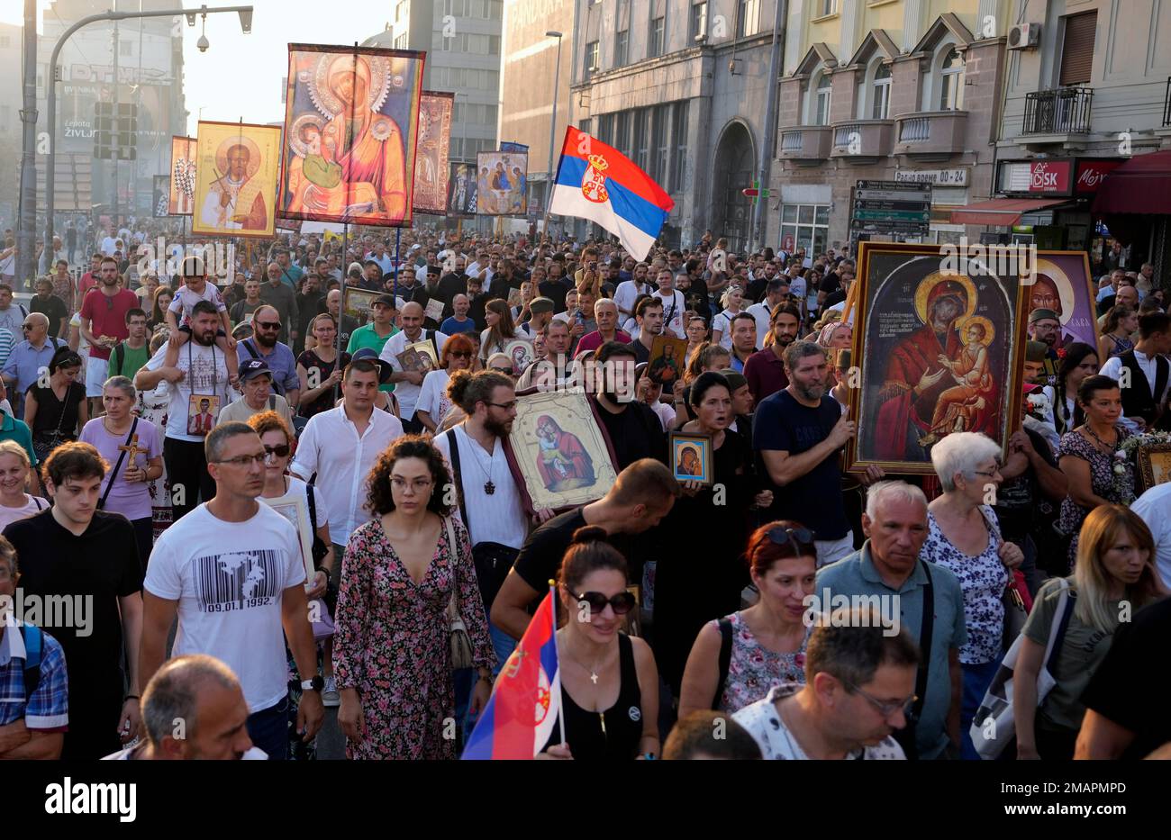 People march during a protest against the international LGBT event ...