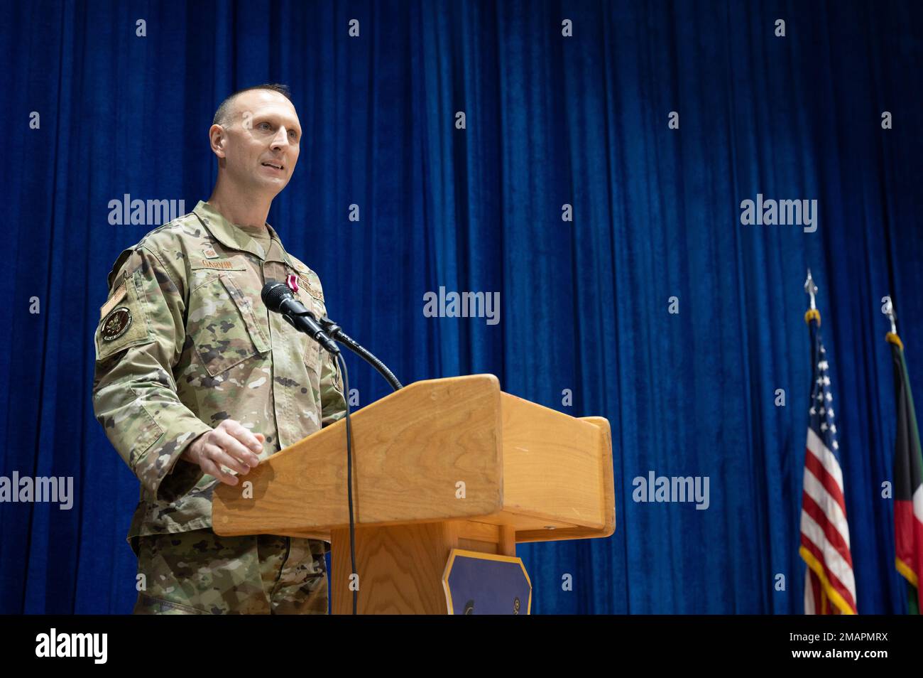 U.S. Air Force Lt. Col. John D. Garvin, outgoing commander of the 387th ...