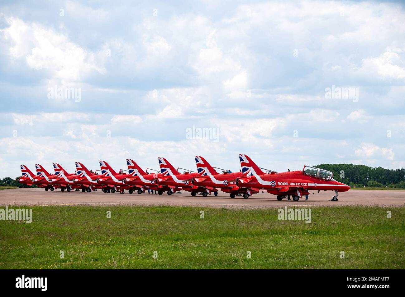 The Royal Air Force aerobatic team aircraft, known as the Red Arrows ...
