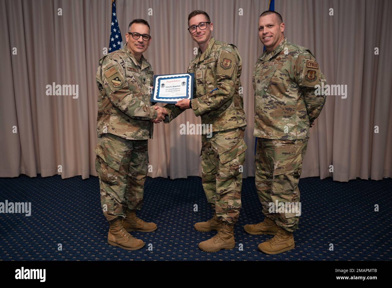 Lt. Col. Richard Baysinger, left, 66th Air Base Group deputy commander ...