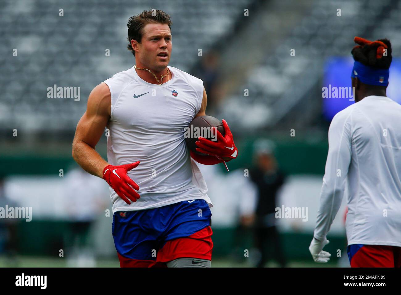 New York Giants wide receiver Alex Bachman (81) practices before a ...