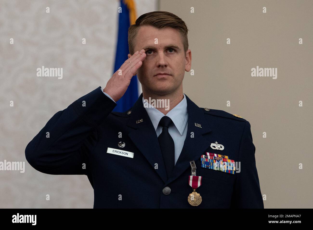 U.S. Air Force Maj. Bryngel Erickson, outgoing 435th Supply Chain ...