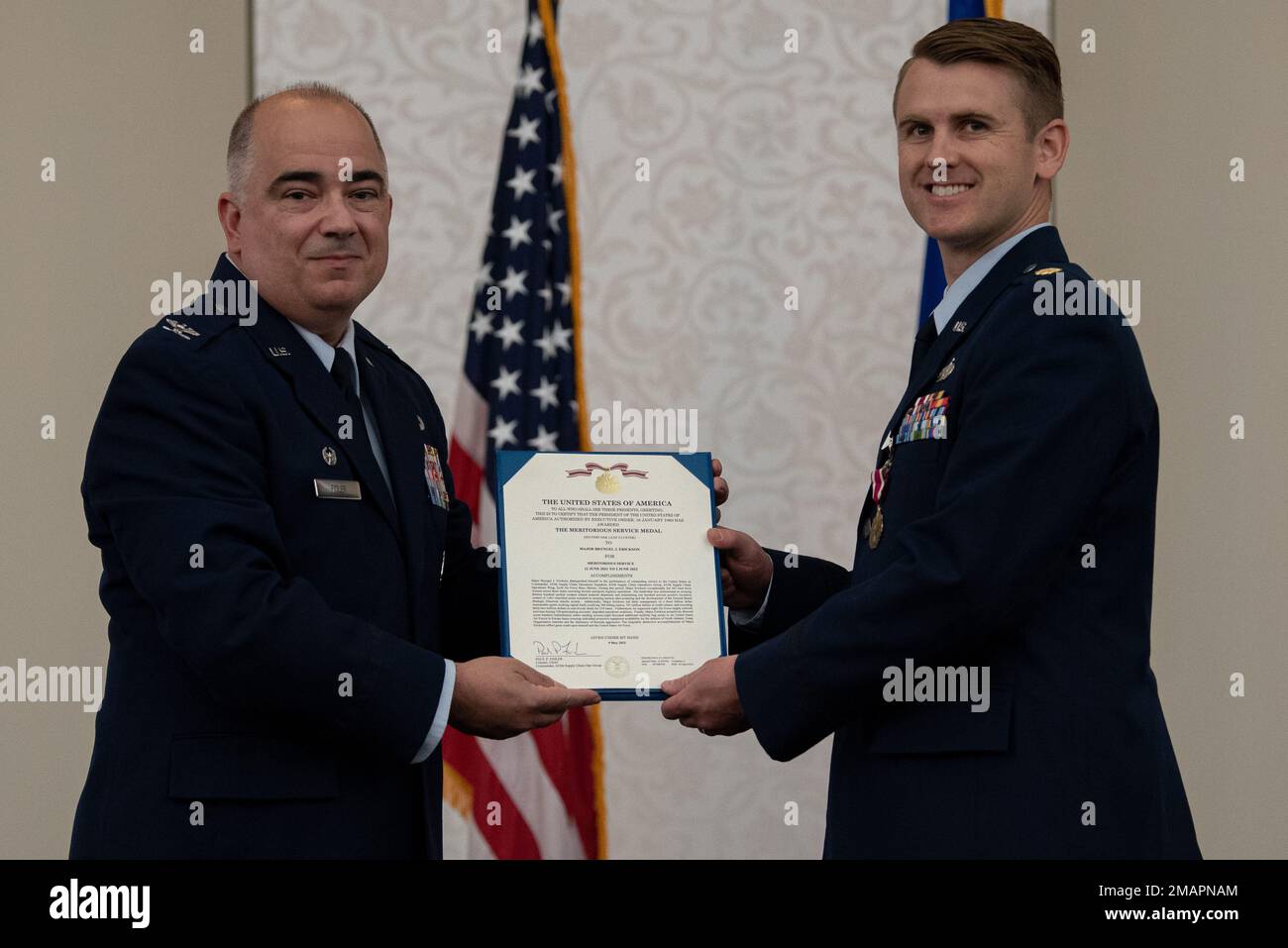 U.S. Air Force Maj. Bryngel Erickson, outgoing 435th Supply Chain ...