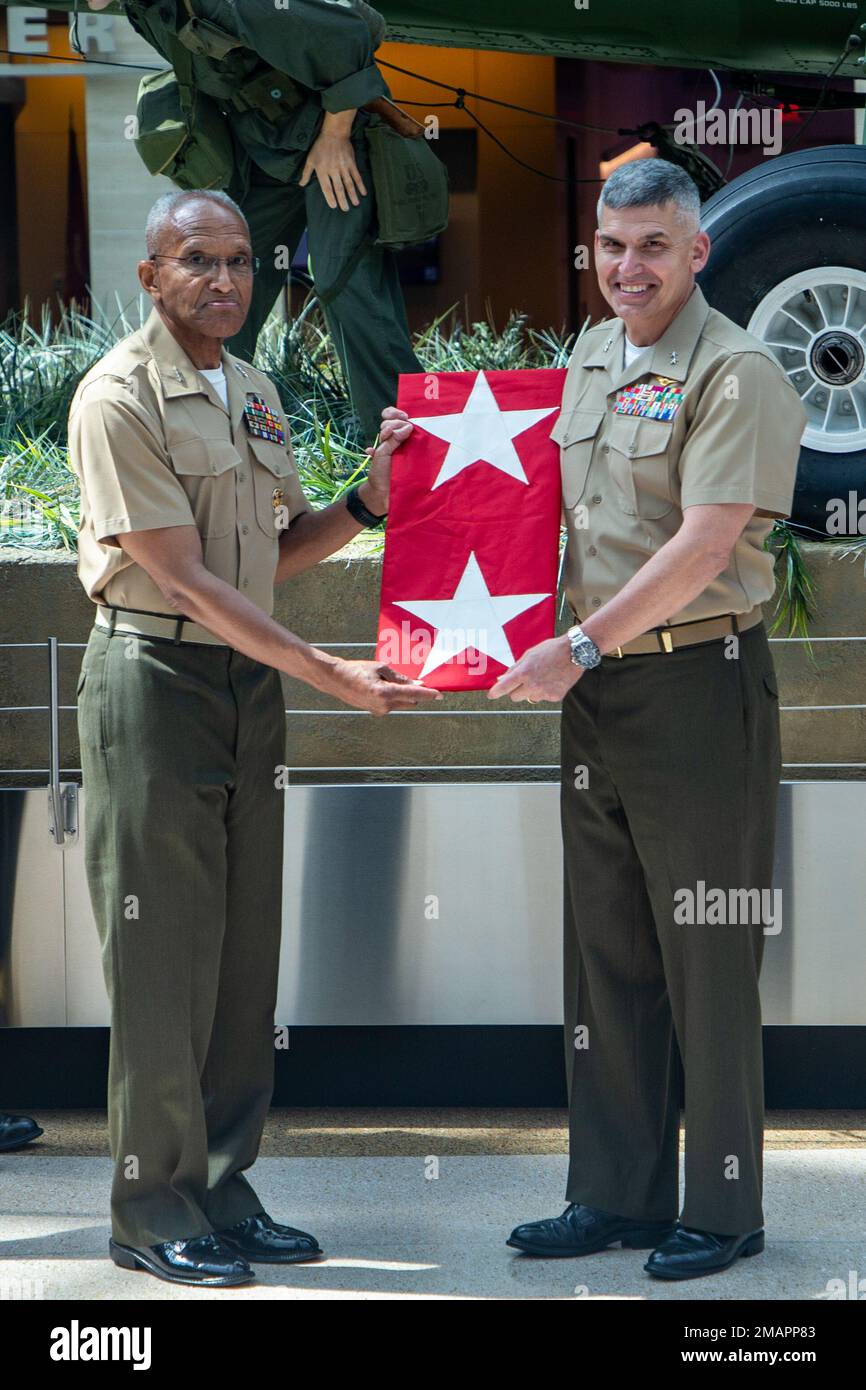 U.S. Marine Corps Maj. Gen. (retired) Arnold Fields presents a Major ...