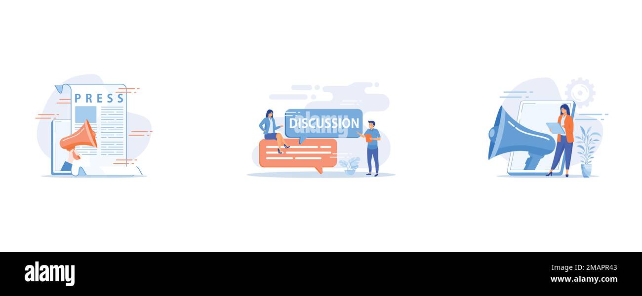 Mass media, press release, Business discussion, Social media marketing ...