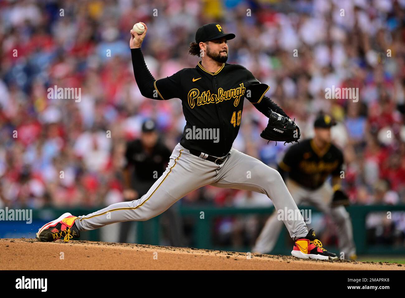 Pittsburgh Pirates starting pitcher Tyler Beede in action during a ...