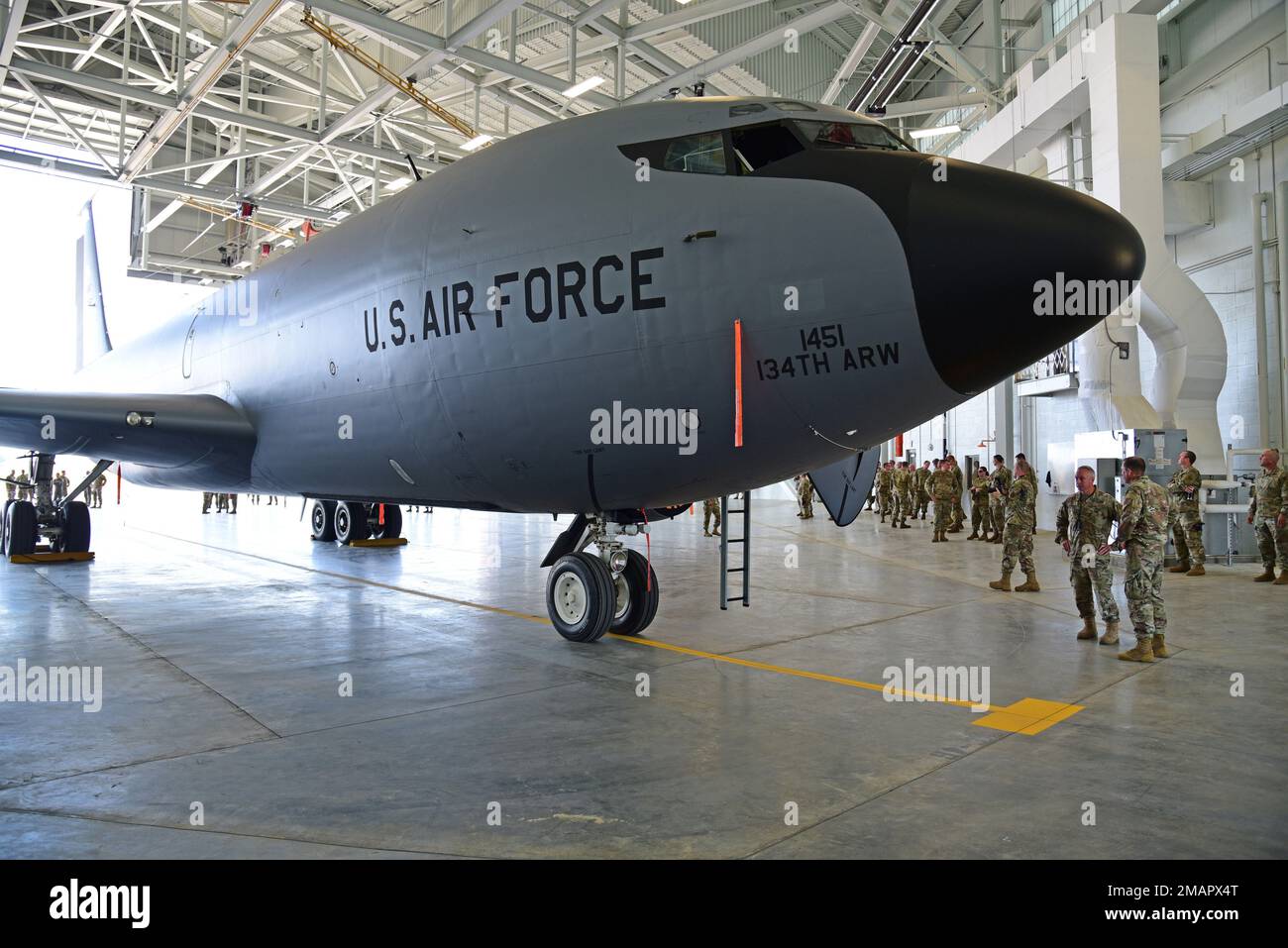 Airmen at the 134th Air Refueling Wing gather in the new aircraft ...