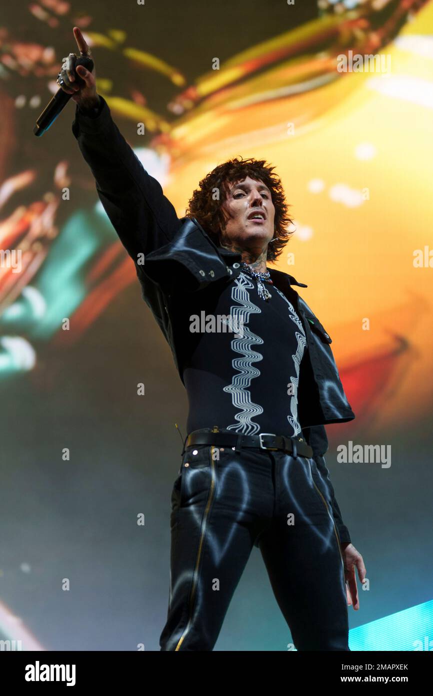 Oli Sykes of Bring Me The Horizon performs at the Reading Music ...
