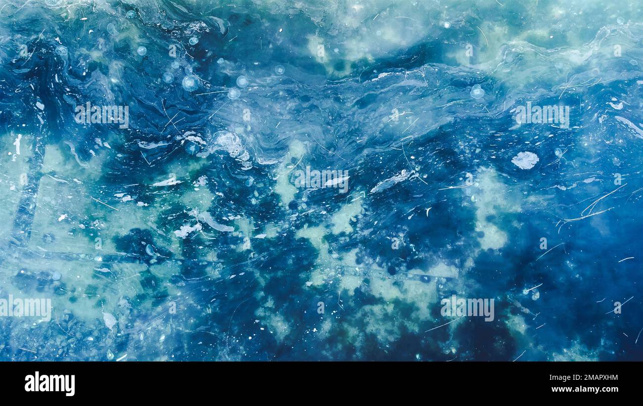 Aerial view of mucilage on the sea. Dirty sea with toxic poisonous ...