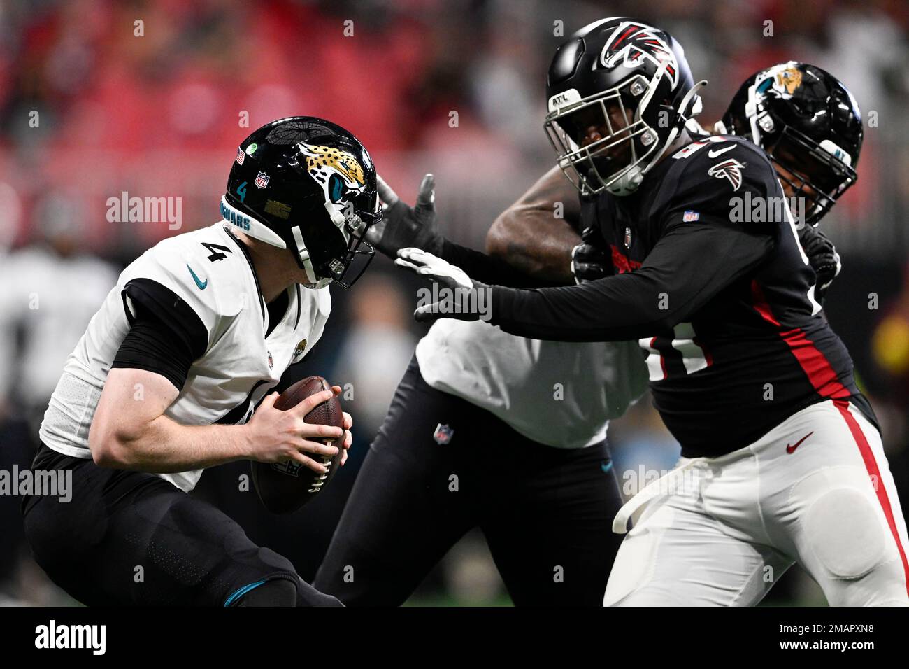 Atlanta Falcons defensive tackle Derrick Tangelo (99) prepares to sack ...