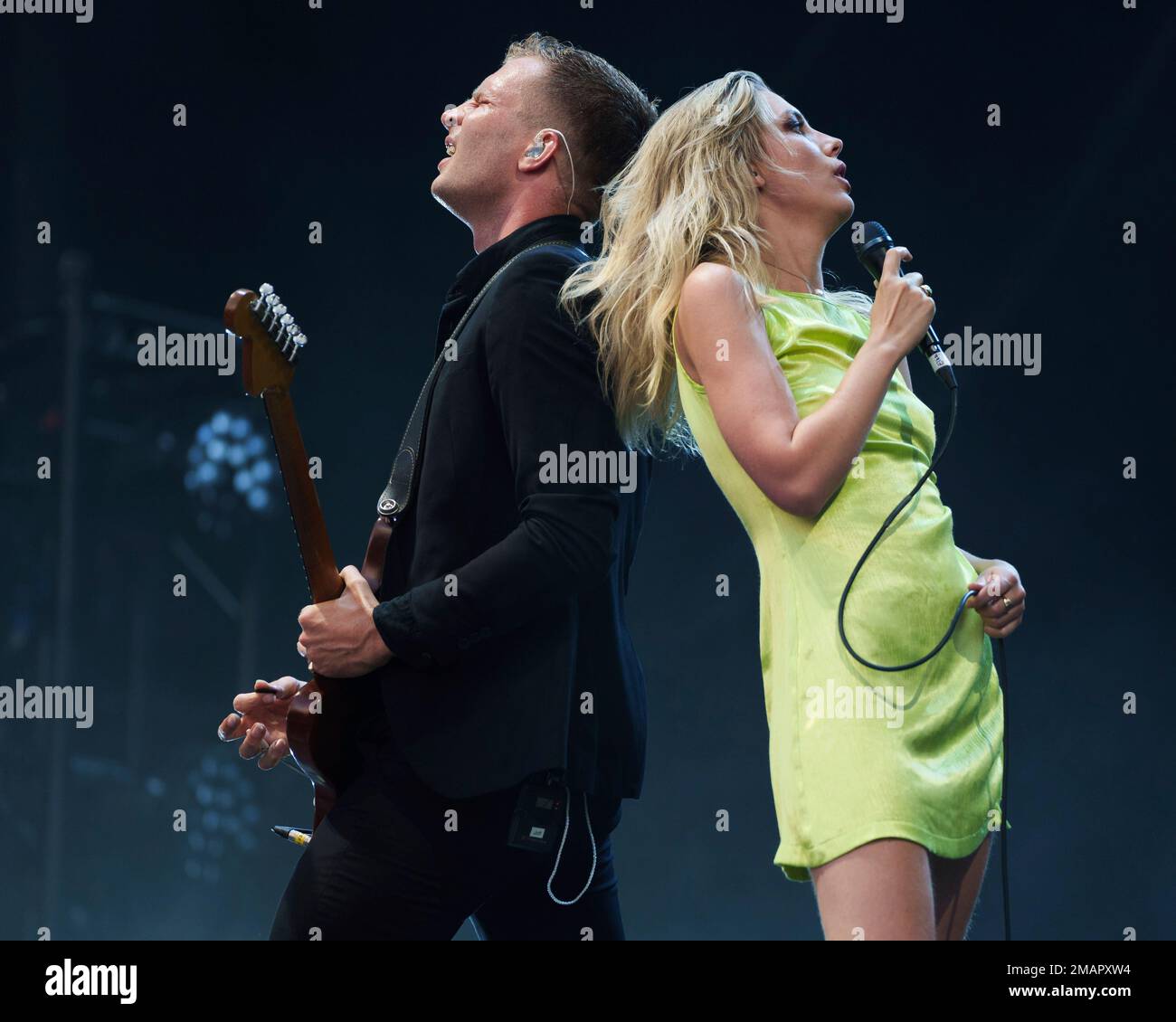 Joff Oddie, left, and Ellie Rowsell of Wolf Alice perform at the ...