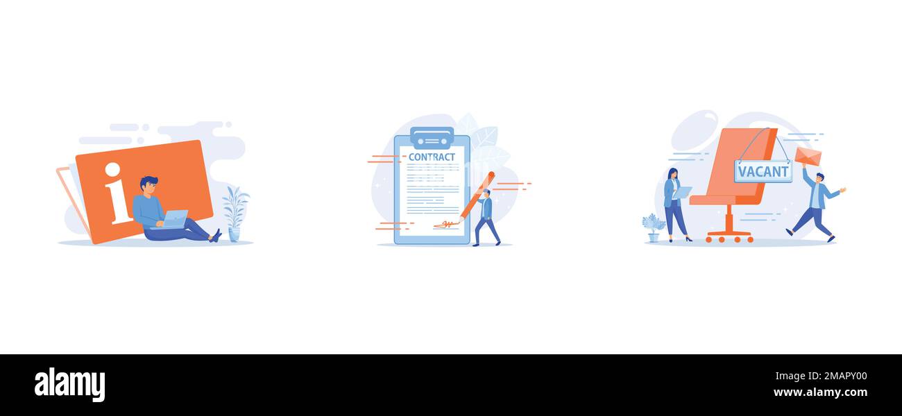 Instruction manual, Contract signing, People applying for vacant job ...