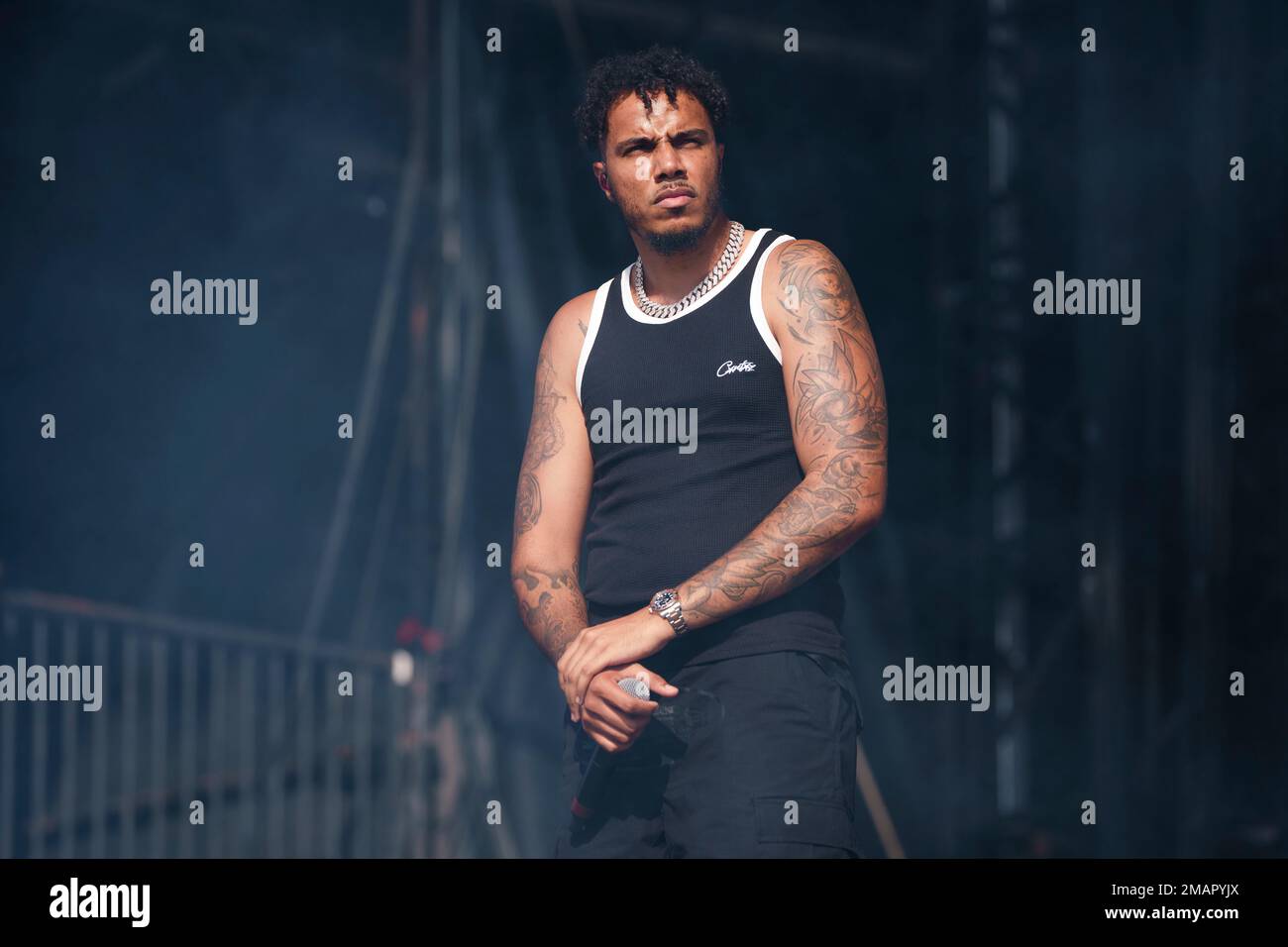 AJ Tracey performs at the Reading Music Festival, England, Friday, Aug ...