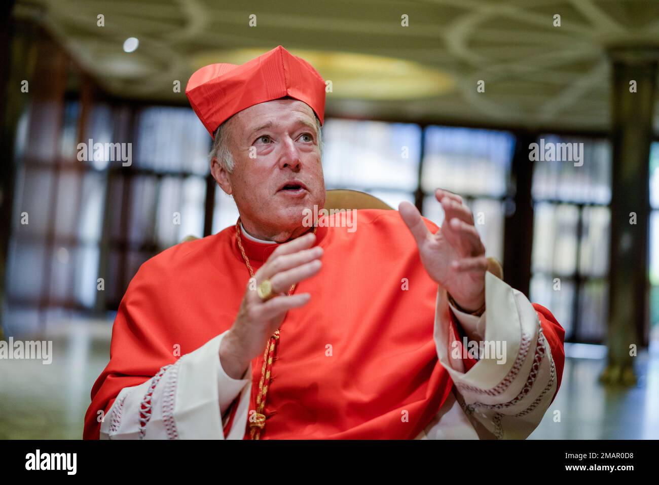 Newly created Cardinal Robert Walter McElroy, Bishop of San Diego, attends a reception for ...