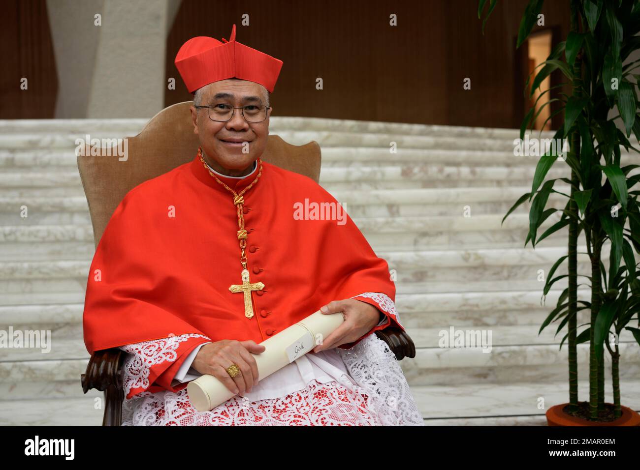 New Cardinal William Seng Chye Goh poses after after a consistory ...
