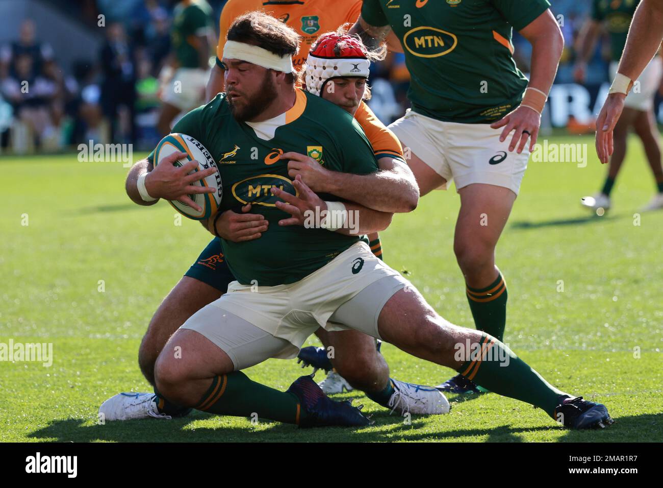 Australia's Fraser McReight, right, wraps up South Africa's Frans ...