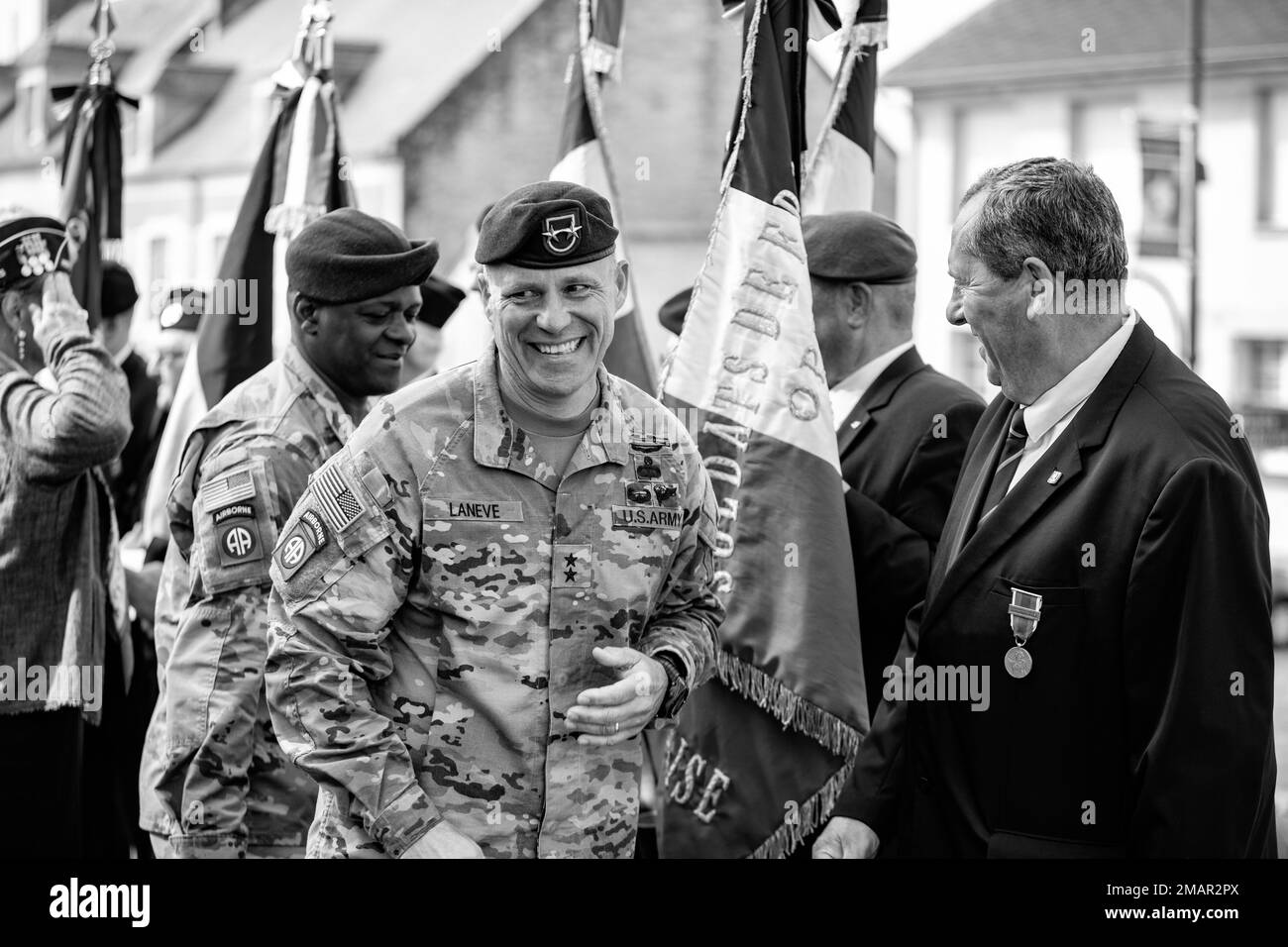 Maj. Gen. Christopher LaNeve and Command Sgt. Maj. David Pitt lay ...