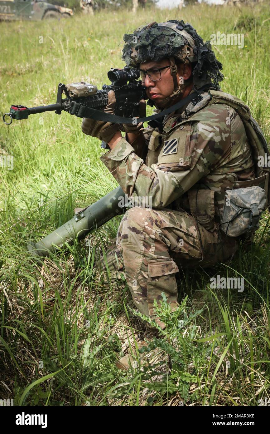 A U.S. Soldier, attached to Delta Company, 5-7 Cavalry Squadron, 1st ...