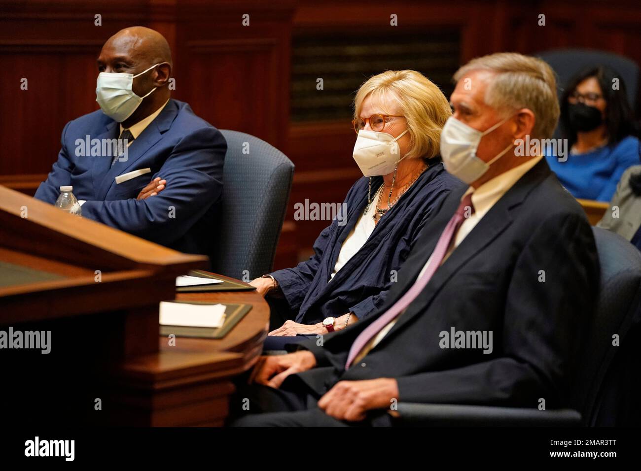 Witnesses of support, from left, Justice Martin Jenkins, Presiding ...