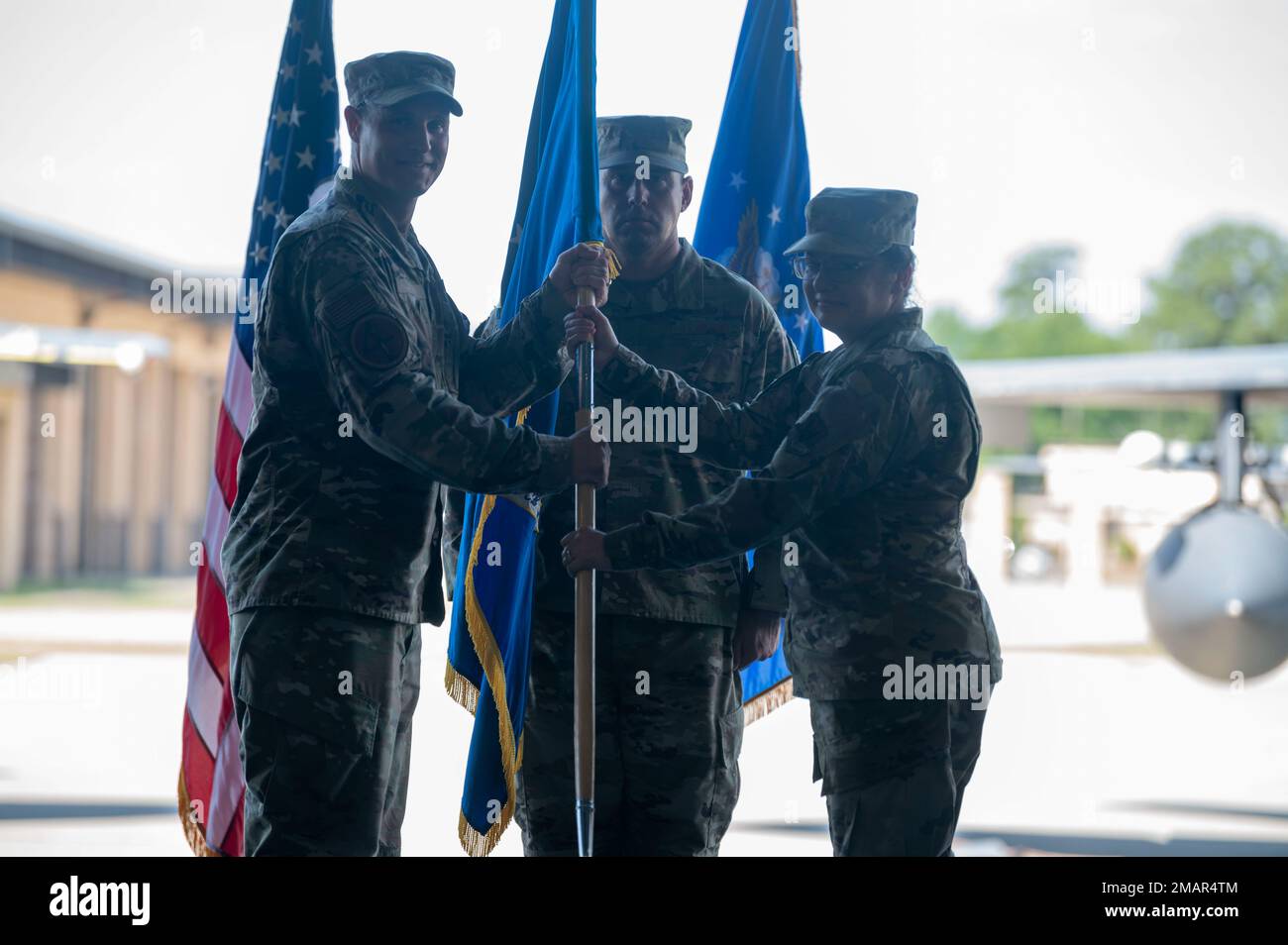 Col. Kathryn Roman, 4th Maintenance Group commander, receives the ...