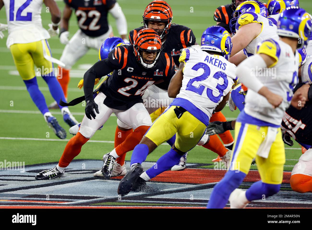 Los Angeles Rams running back Cam Akers (23) runs past Cincinnati ...