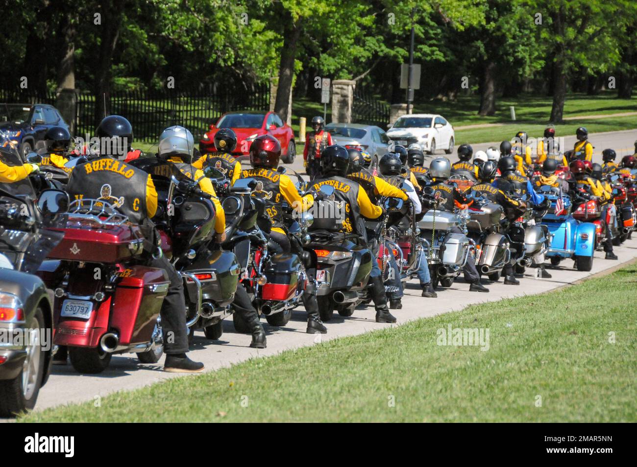 Around 100 riders from various chapters of the Buffalo Soldiers ...